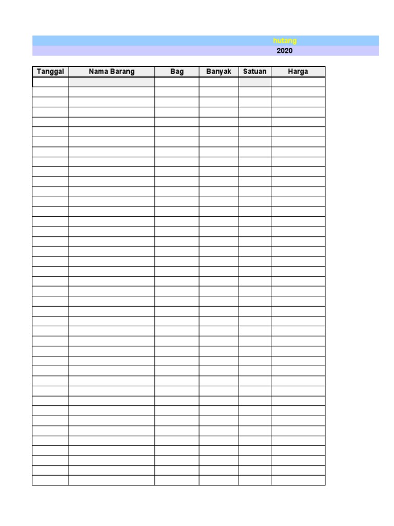 Contoh Buku Hutang Dan Piutang | PDF