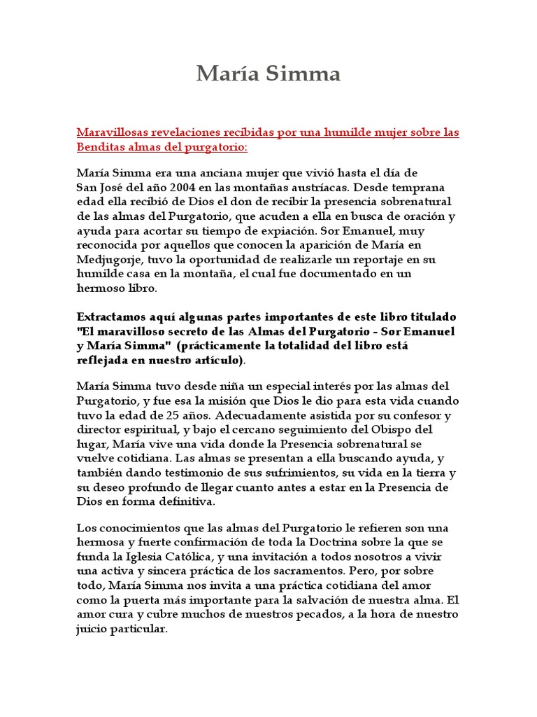 María Simma - El Maravilloso Secreto de Las Almas Del Purgatorio Por ...
