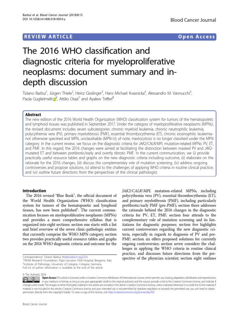 The 2016 WHO Classification and | PDF | Hematology | Medicine