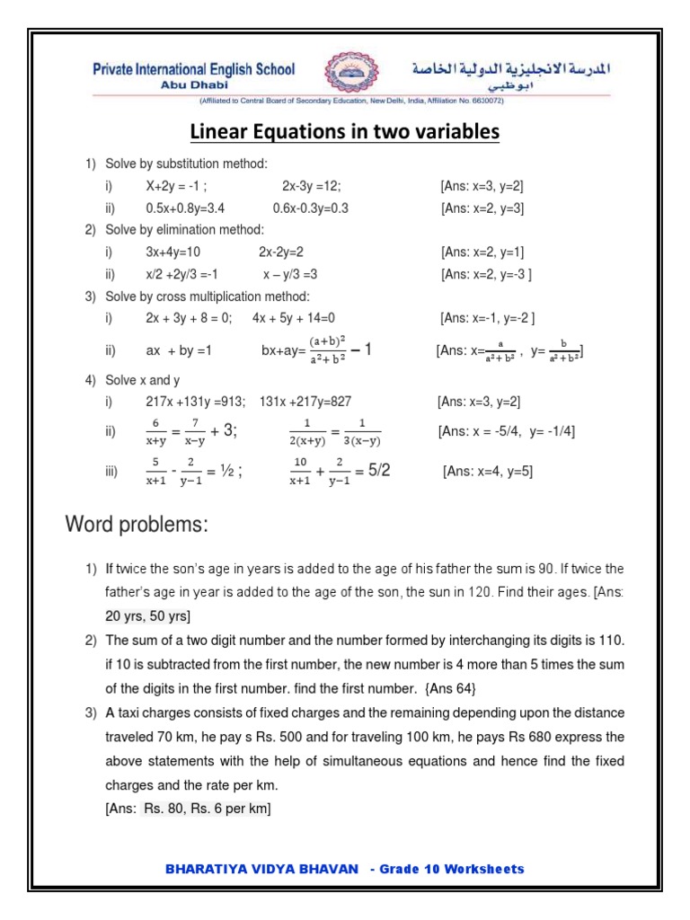 Solving Word Problems Involving Linear Equations | PDF | Speed ...