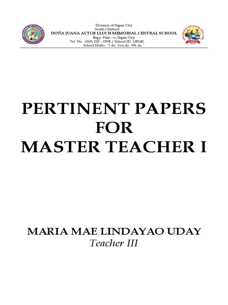 Cover Page For Pertinent Papers | PDF