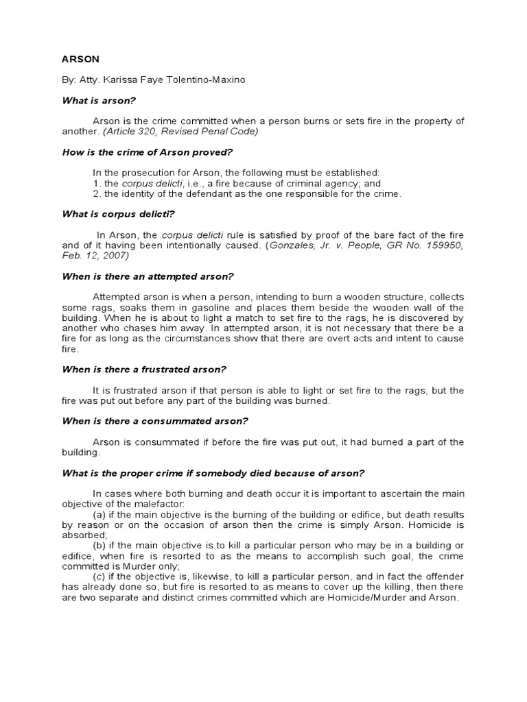 Understanding Arson: Definitions, Elements of Proof, and Distinctions ...