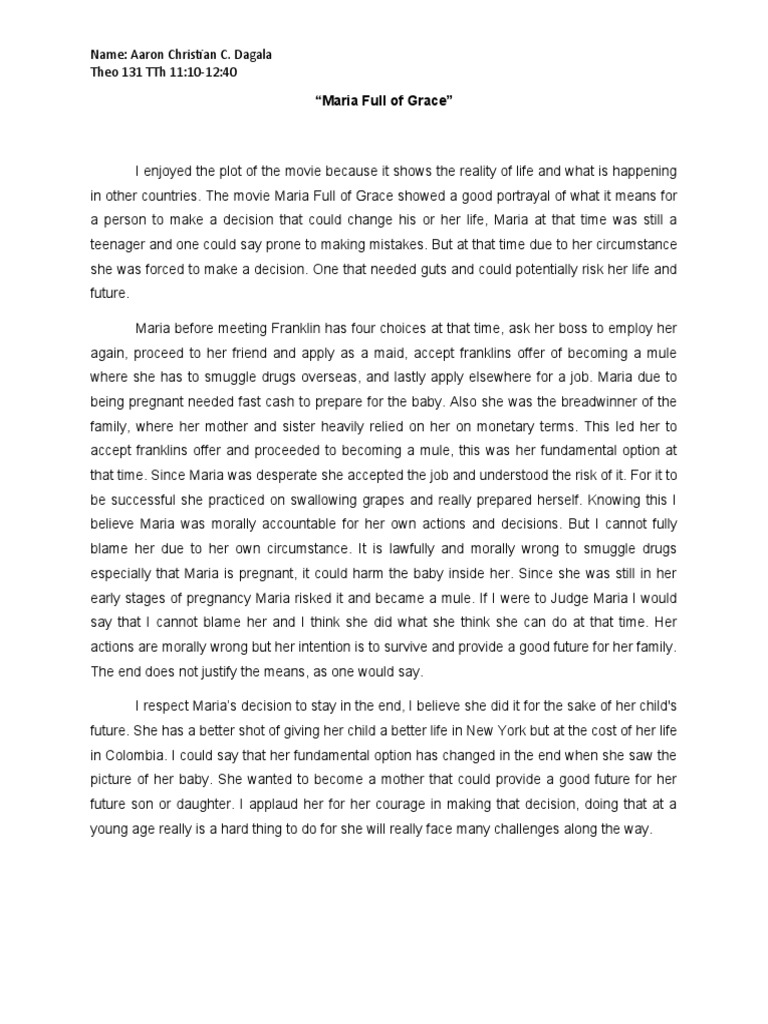 Maria Full of Grace | PDF | Social Institutions | Social Science