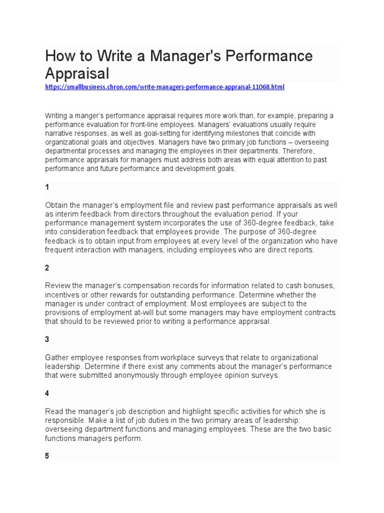How To Write A Manager Pms | PDF | Performance Appraisal | Competence ...