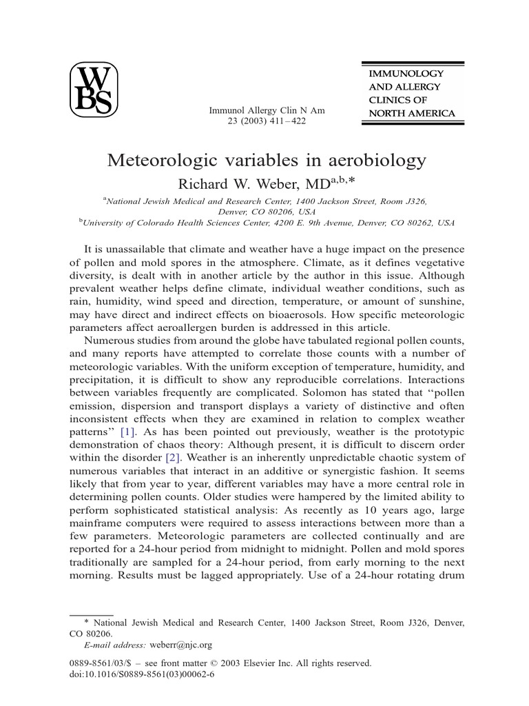 Weber 2003 Meteorologic Variables in Aerobiology | PDF | Mold ...