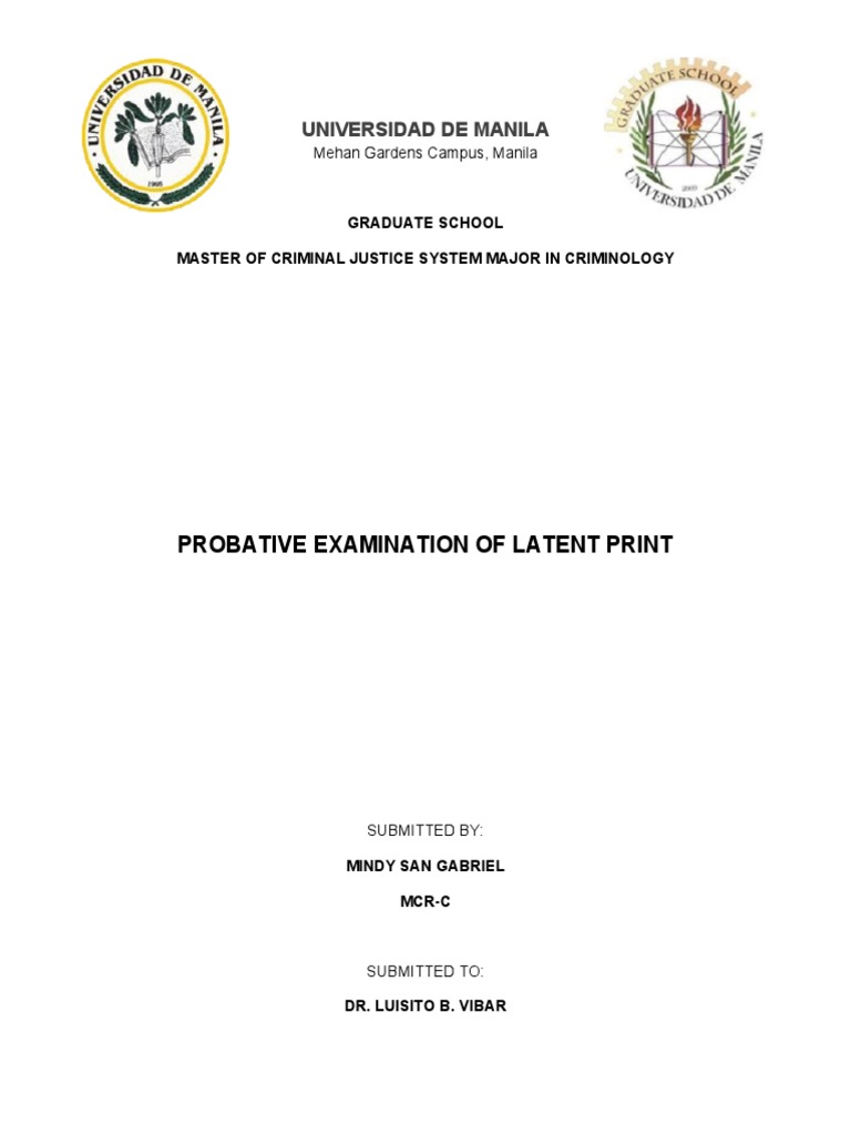 Probative Examination of Latent Print | PDF | Fingerprint | Crime Scene