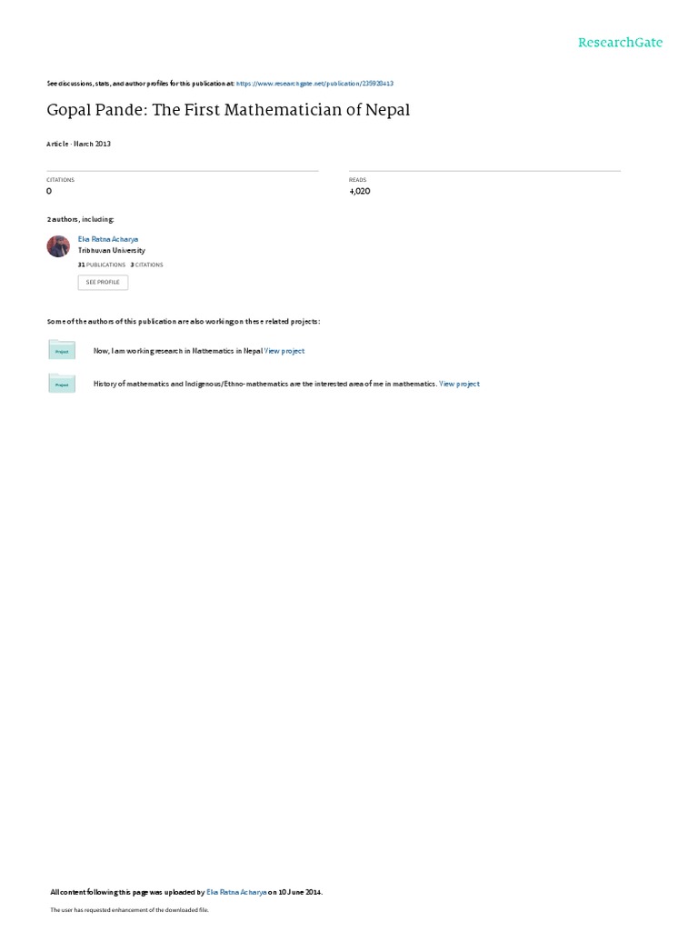 Gopal Pande: The First Mathematician of Nepal: March 2013 | Download ...