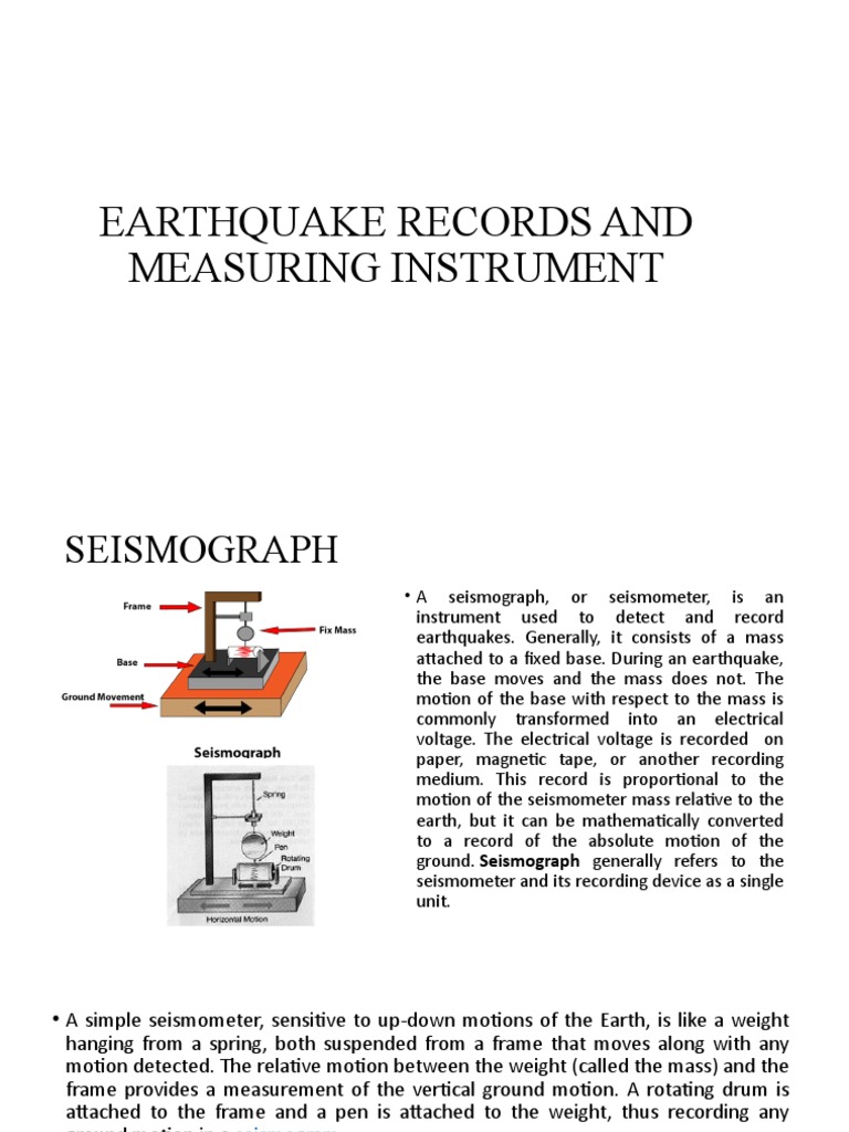 Seismographs: Earthquake Measurement Tools | PDF | Geophysics | Seismology