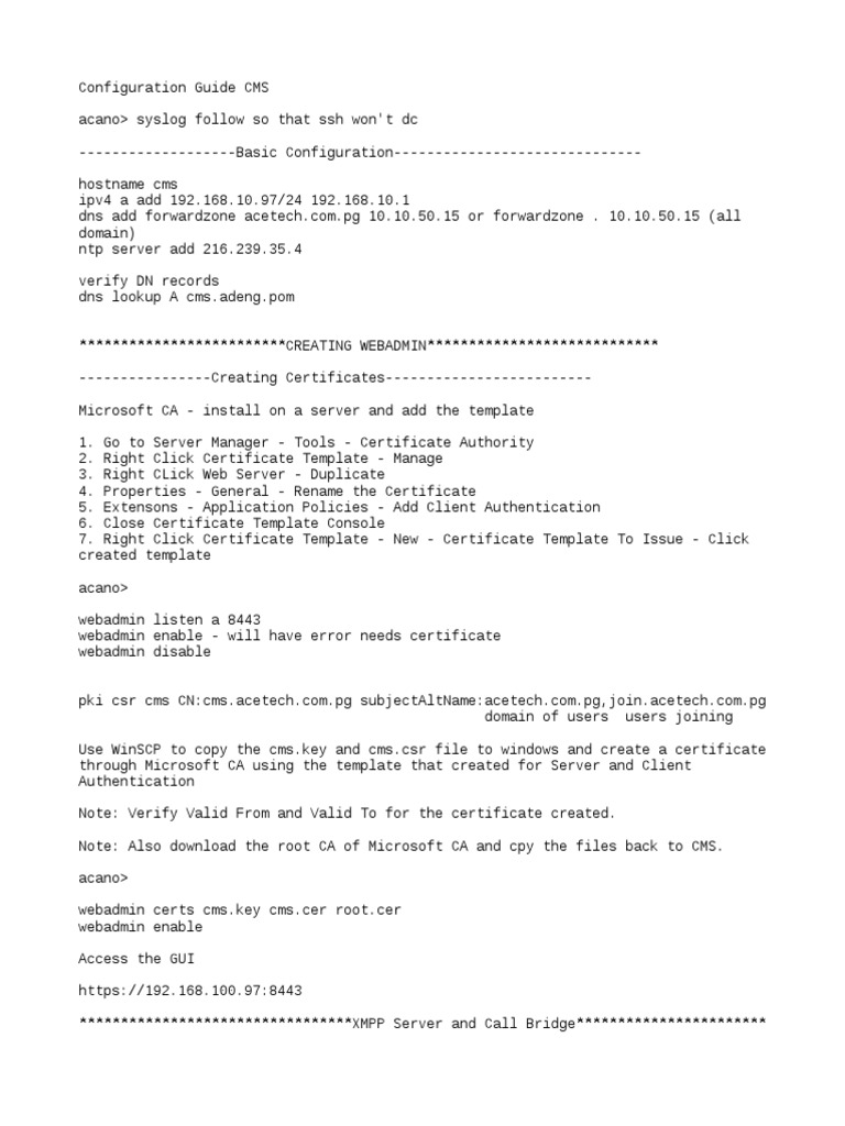 CMS Config Guide | PDF | Session Initiation Protocol | Public Key Certificate