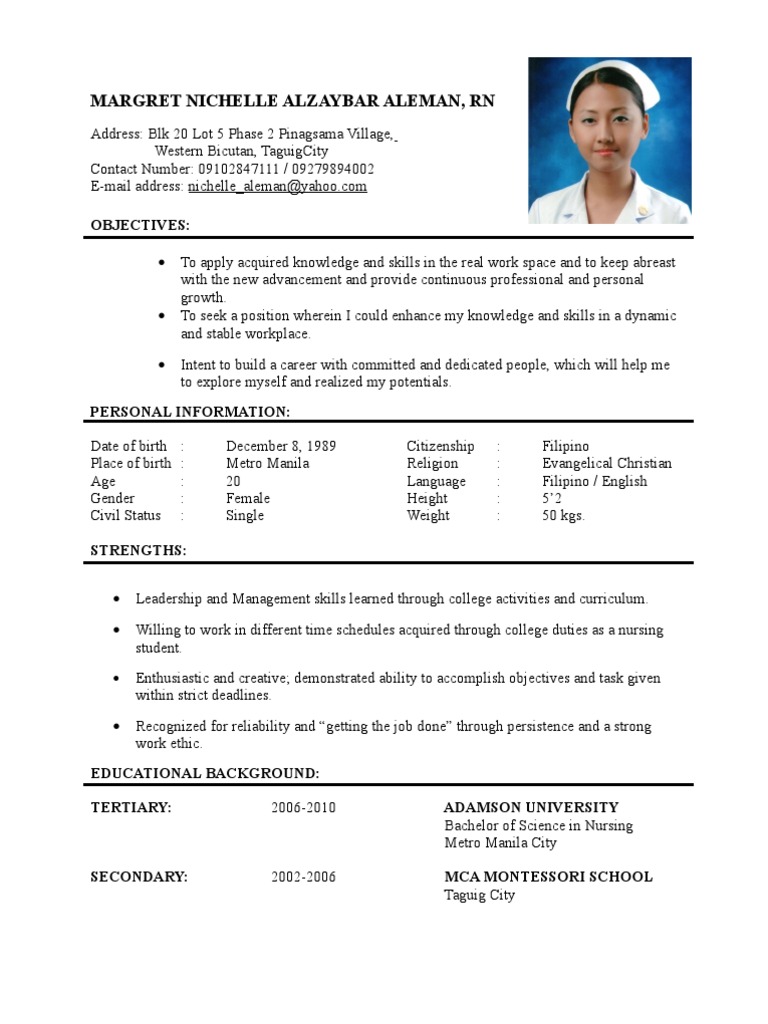 My Resume | PDF | Nursing | Philippines