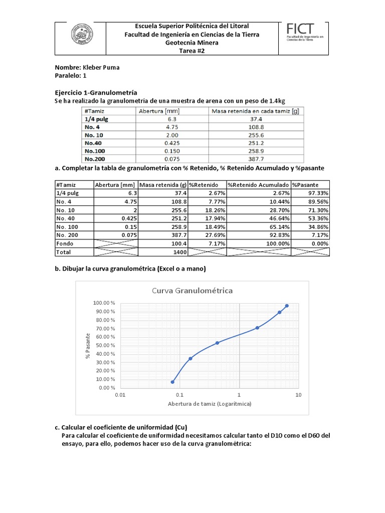 Tarea 2 Geotecnia Minera | PDF | Enseñanza de matemática | Science