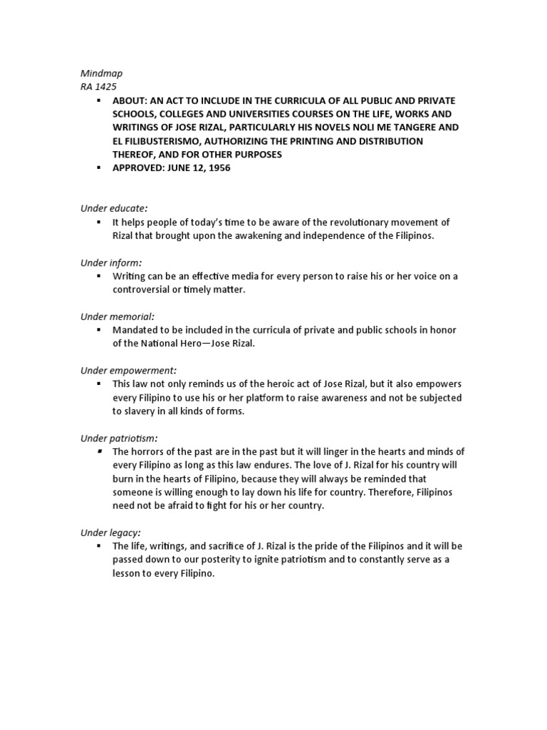 RIZAL Mindmap | PDF