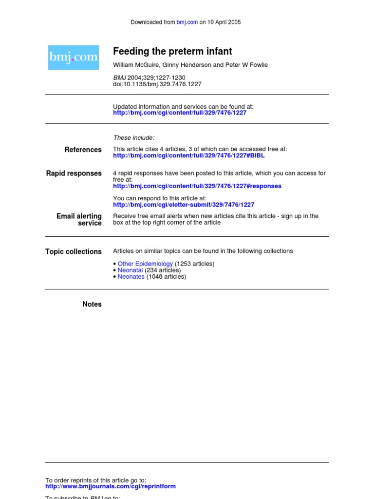 8feeding The Preterm Infant | PDF | Breast Milk | Preterm Birth