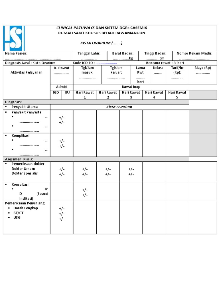 Clinical Pathways Kista Ovarium | PDF