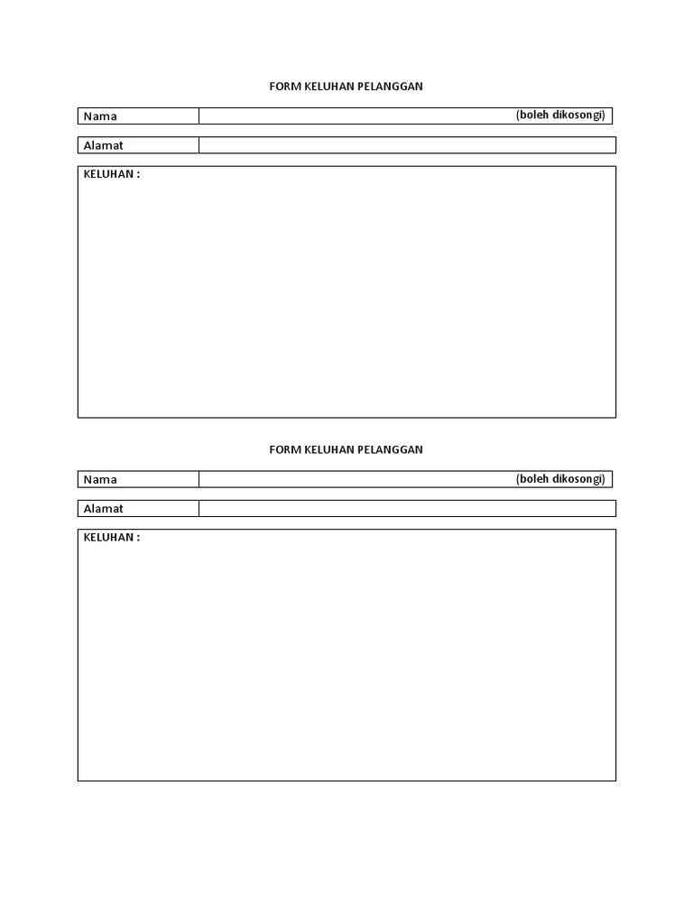7.6.5 Ep 1 FORM KELUHAN PELANGGAN | PDF