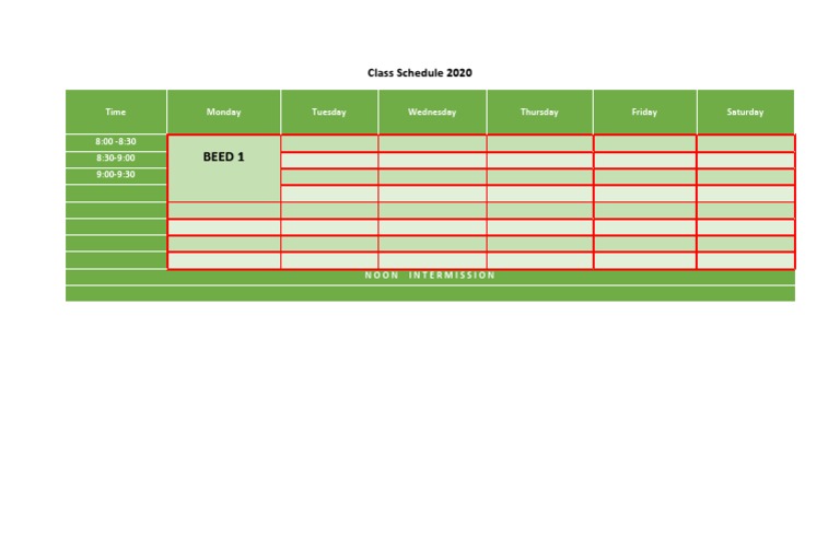 2020 Class Schedule Overview | PDF