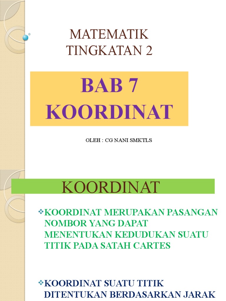 Math t2 Tajuk Koordinat (Autosaved) | PDF