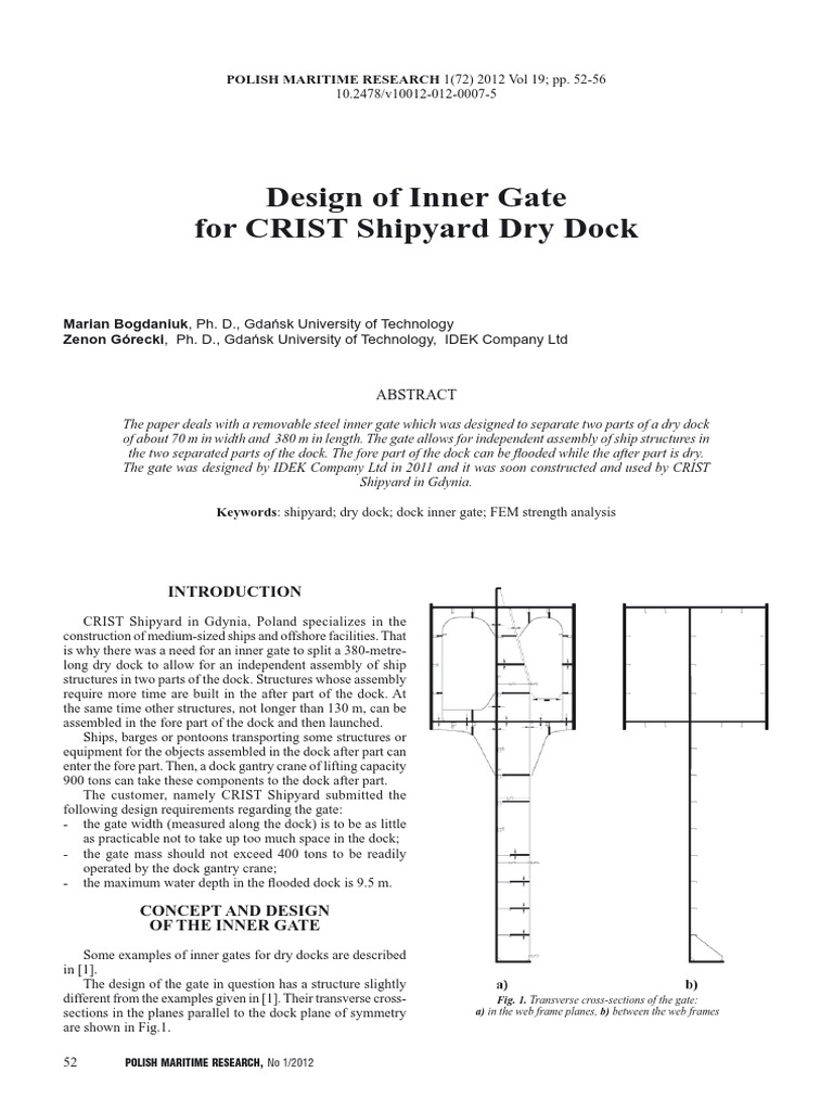 (Polish Maritime Research) Design of Inner Gate For CRIST Shipyard Dry ...