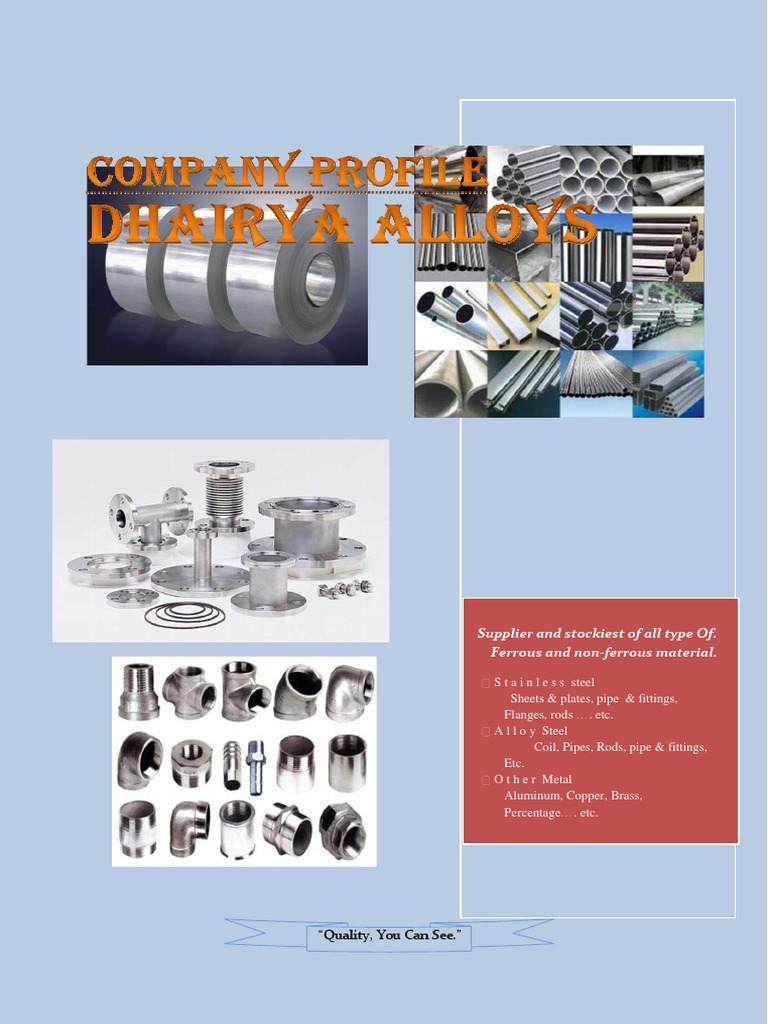 Dhairya Alloys Profile | PDF | Pipe (Fluid Conveyance) | Metals