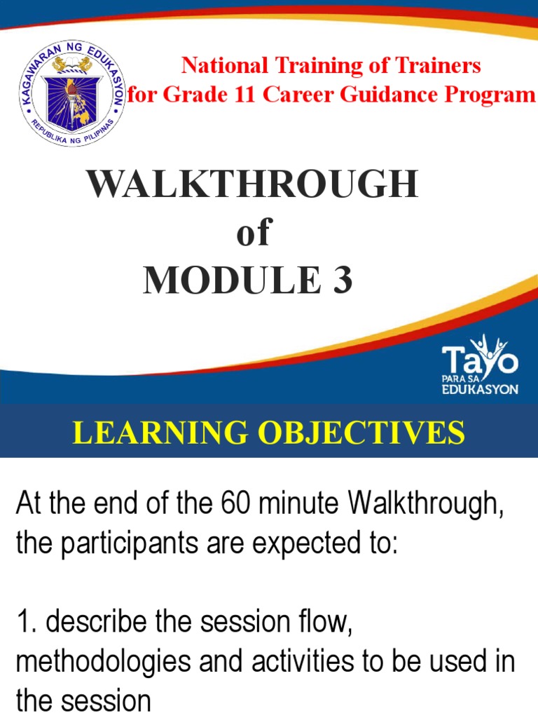 Walkthrough Of: National Training of Trainers For Grade 11 Career ...