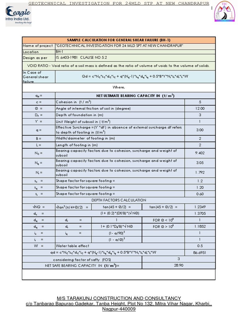 3M Sample Calculation | PDF | Geotechnical Engineering | Natural Materials