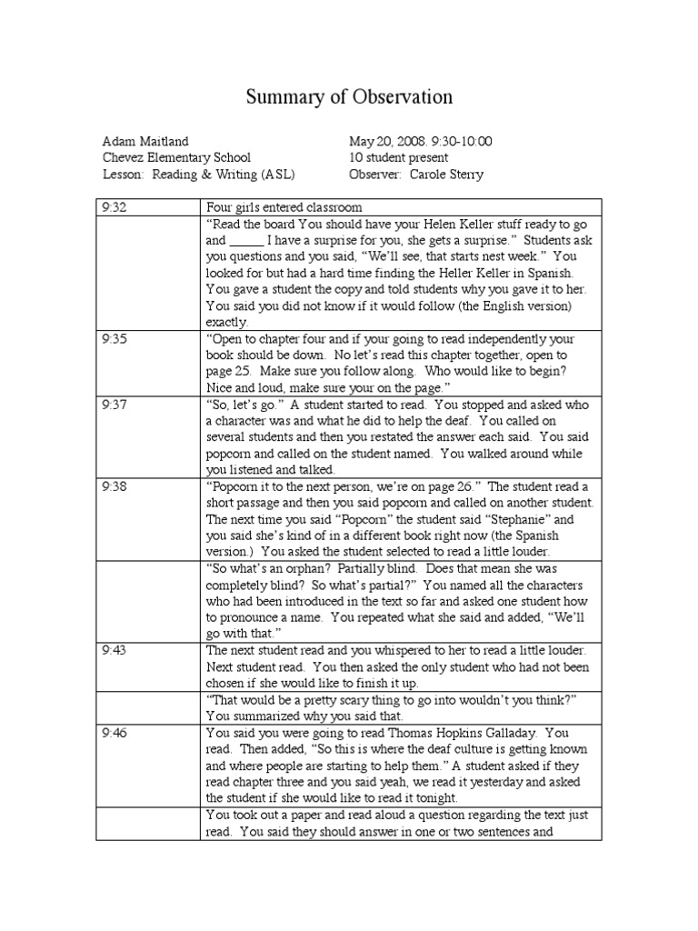 Summary of Observation | PDF
