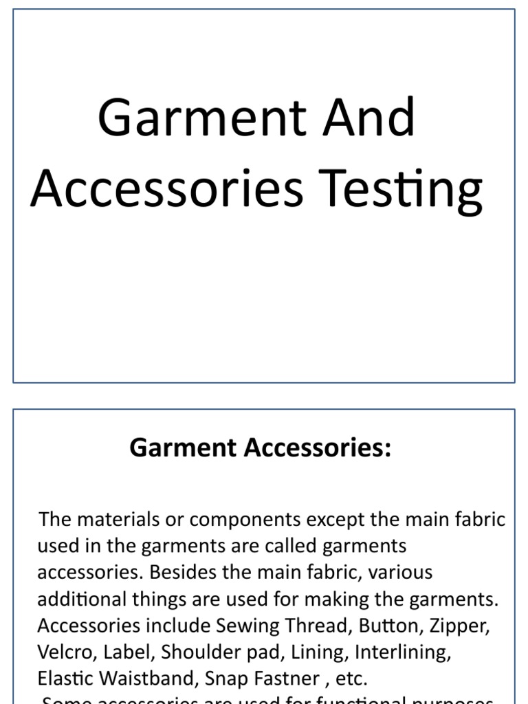 Garment Accessories Testing Standards | PDF | Seam (Sewing) | Yarn
