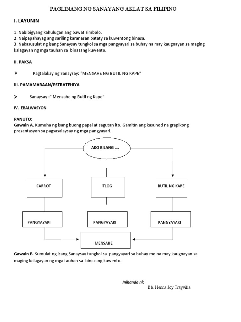 Paglinang NG Sanayang Aklat Sa Filipino (Trayvilla) | PDF