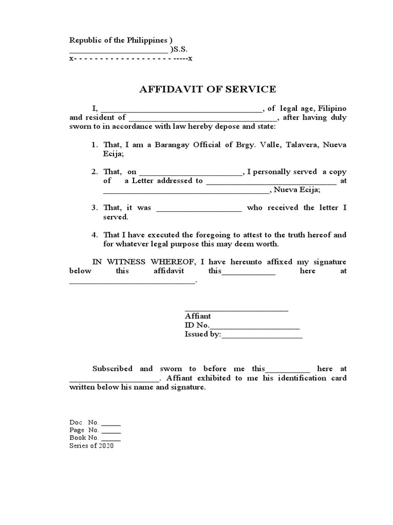 Affidavit of Personal Service | PDF