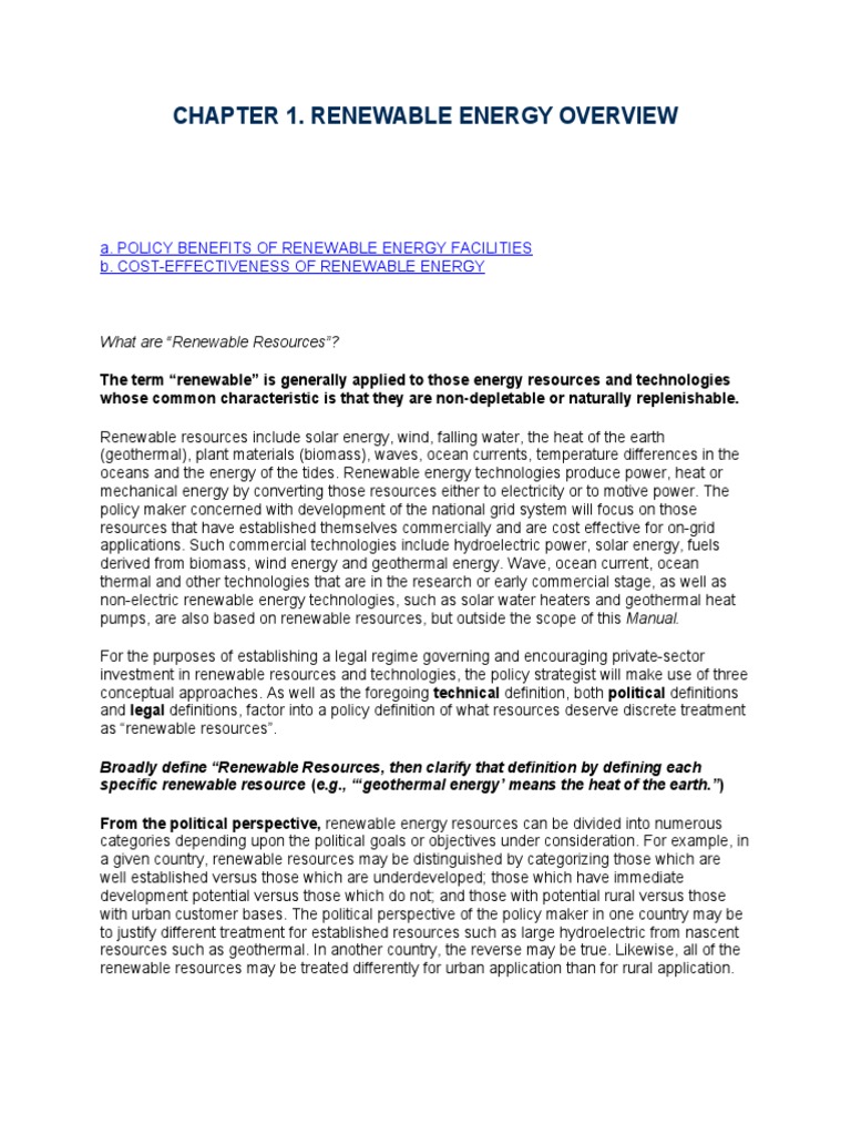 Overview of Renewable Energy Resources | PDF | Renewable Energy | Off ...