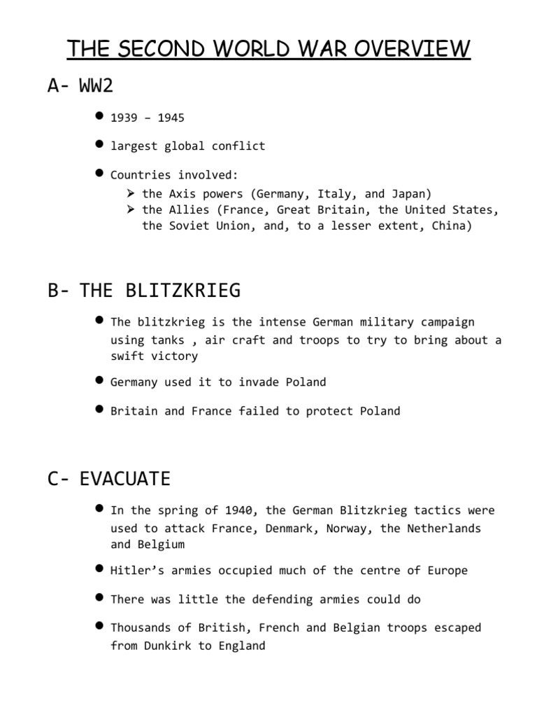 The Second World War Overview | PDF | World War II | Blitzkrieg
