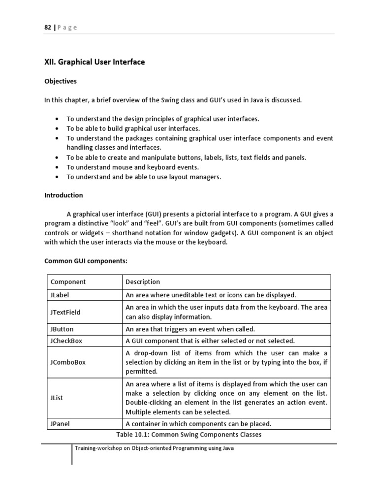 12 Graphical User Interface | PDF | Graphical User Interfaces | Class (Computer Programming)
