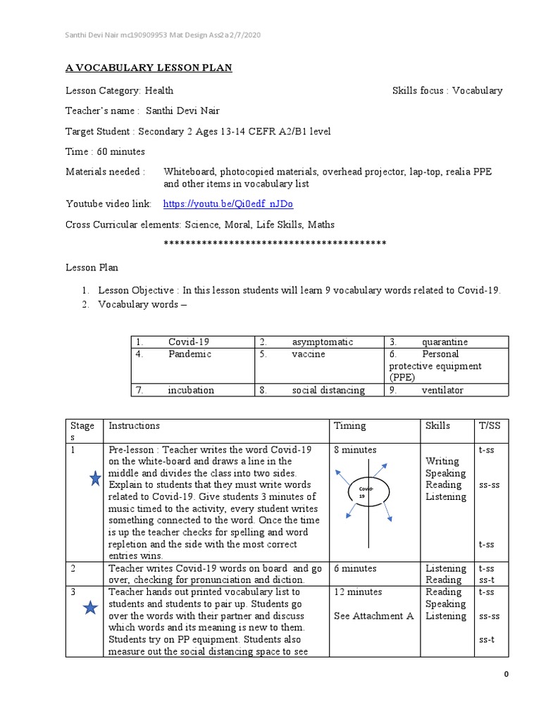 A Covid-19 Vocabulary Lesson Plan | PDF | Pandemic | Vocabulary