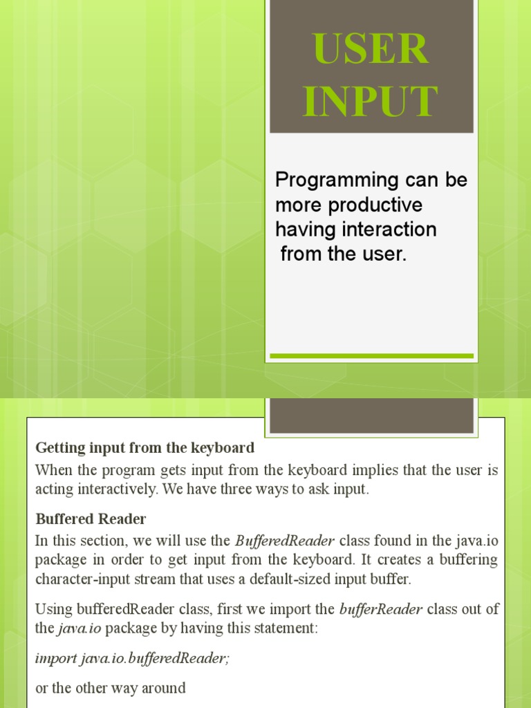 User Input: Programming Can Be More Productive Having Interaction From The User | PDF ...