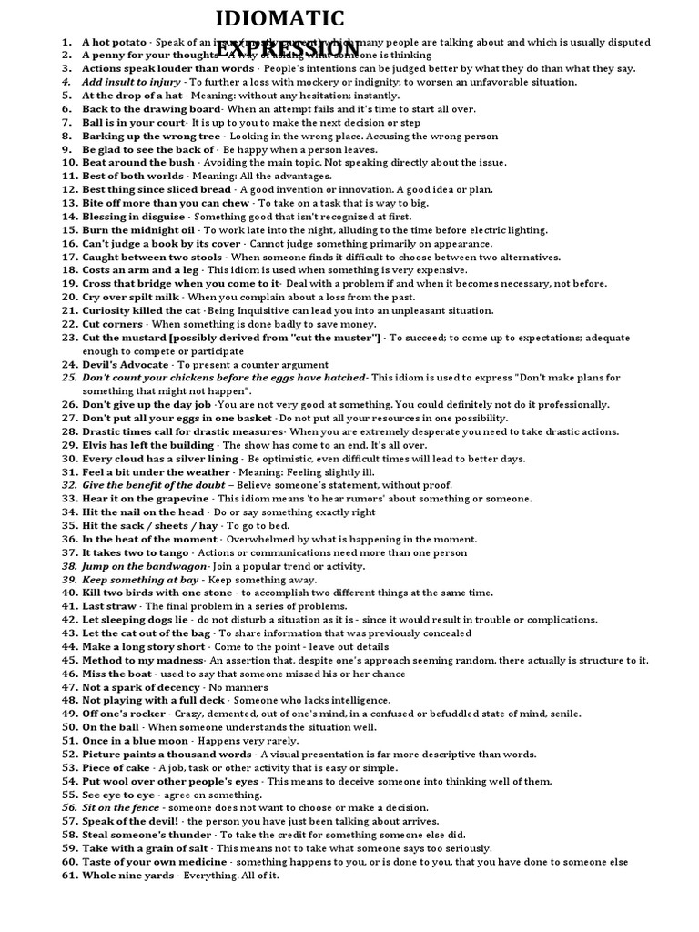 Idiomatic Expression | PDF
