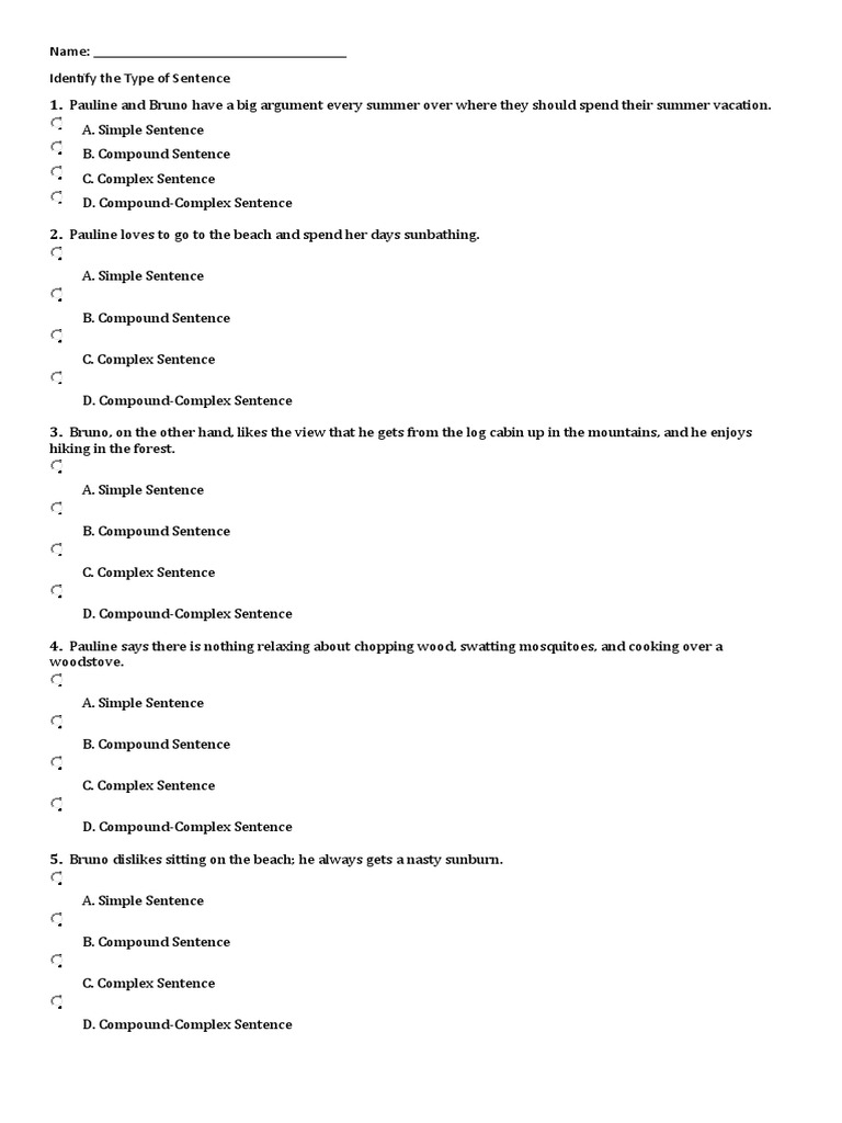 Quiz Sentence Patterns Grammar | Download Free PDF | Subject (Grammar ...