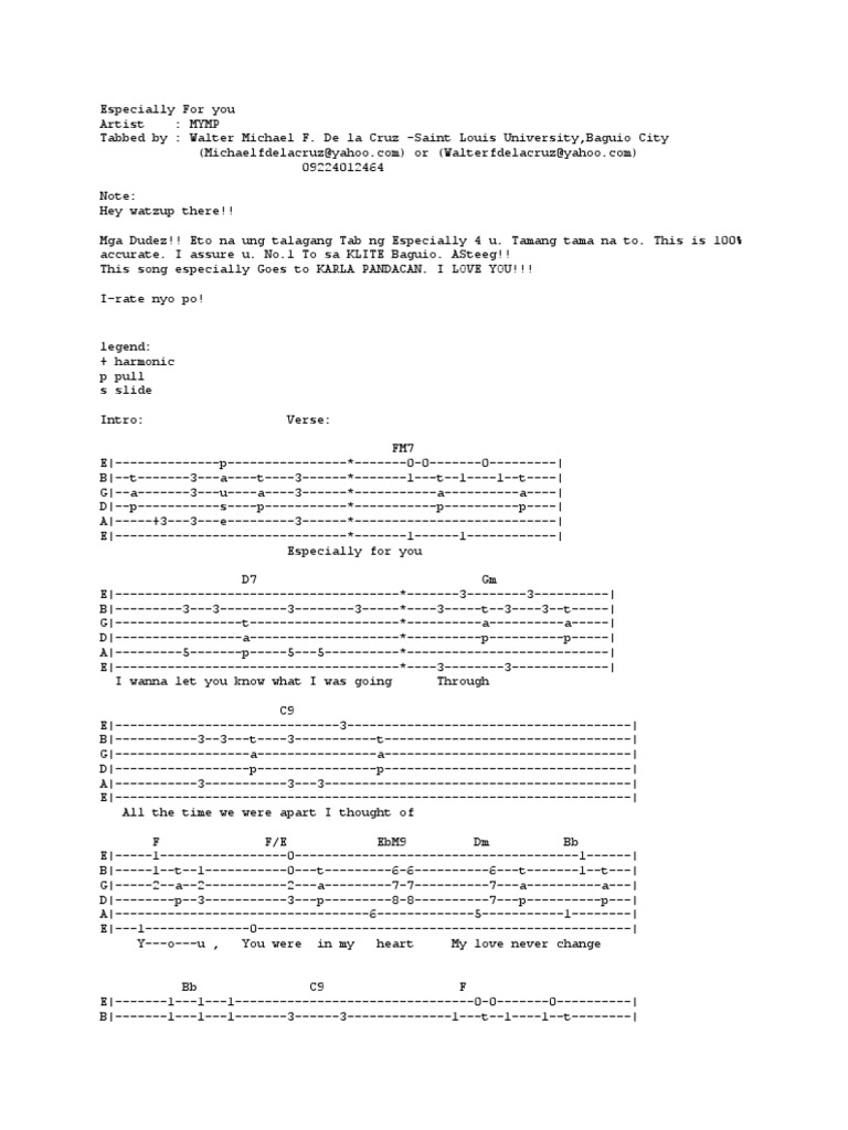 Especially For You | PDF | Refrain | Musical Compositions