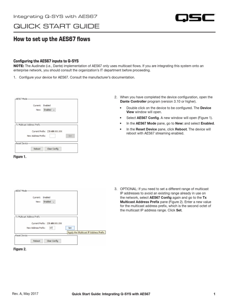 How To Set Up The AES67 Flows: Quick Start Guide | PDF | Multicast | Streaming Media