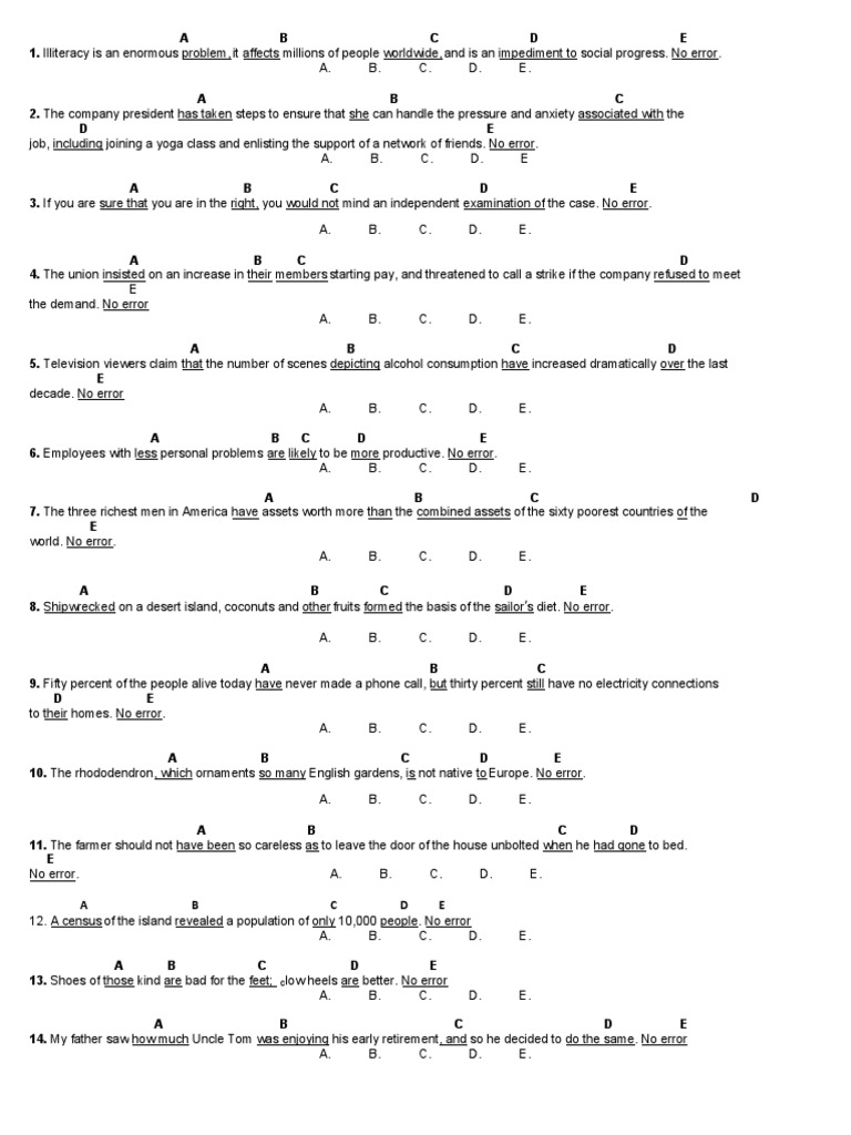 Sentence Pattern Quiz | PDF