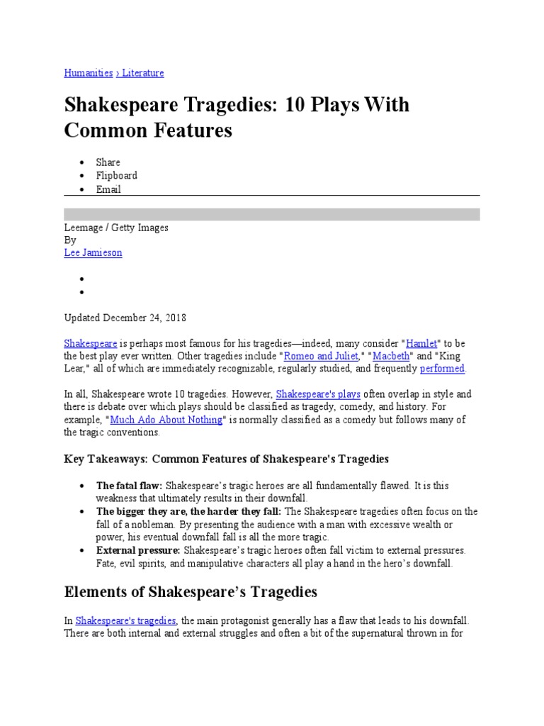 Features of S Tragedy | Download Free PDF | Shakespearean Tragedies