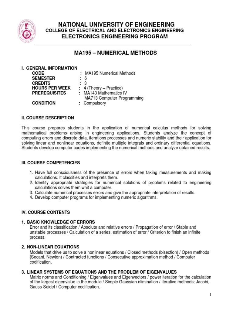 L205 MA195 Numerical Methods | PDF | Numerical Analysis | Algorithms
