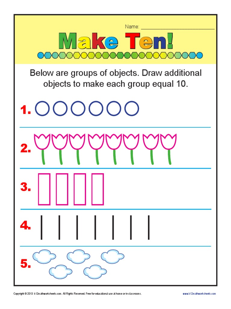 Below Are Groups of Objects. Draw Additional Objects To Make Each Group ...
