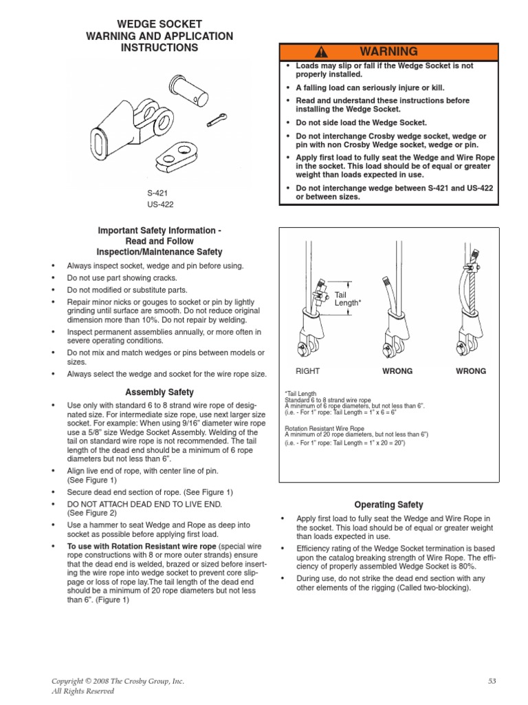 Wedge Socket Warning and Application Instructions | PDF | Rope | Wire