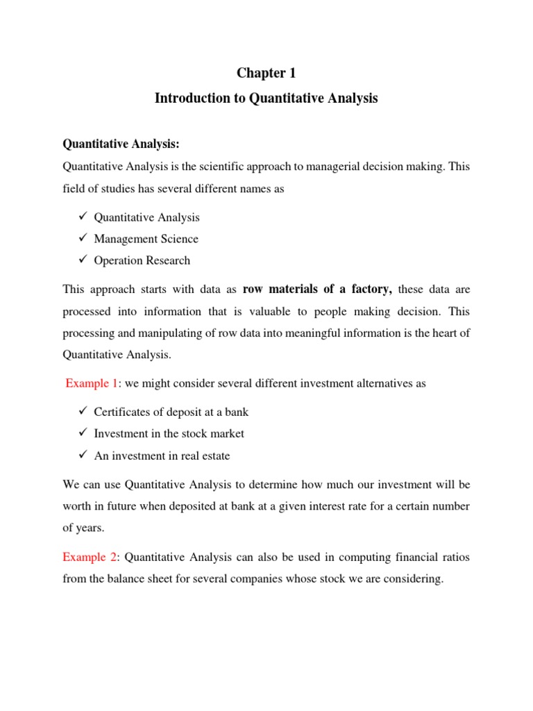 Introduction To Quantitative Analysis | PDF | Sensitivity Analysis ...