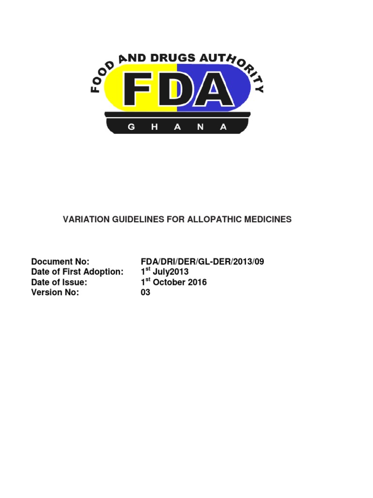 Fda Variation Guidance PDF | PDF | Food And Drug Administration ...