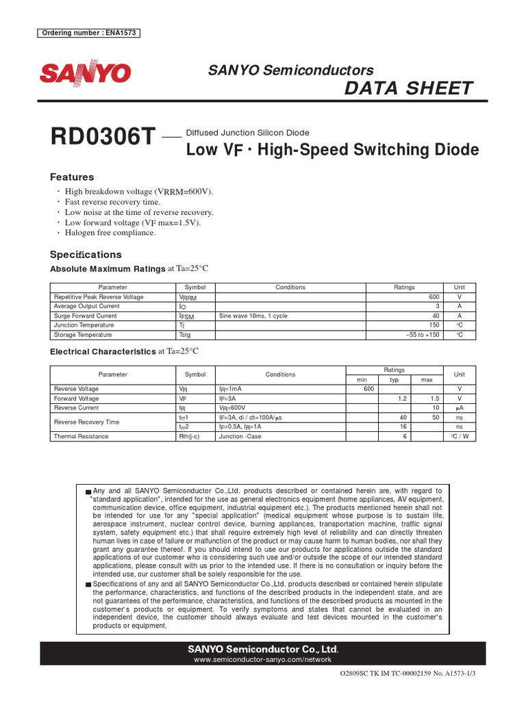 Data Sheet: Low VF High-Speed Switching Diode | PDF | Diode | Electricity
