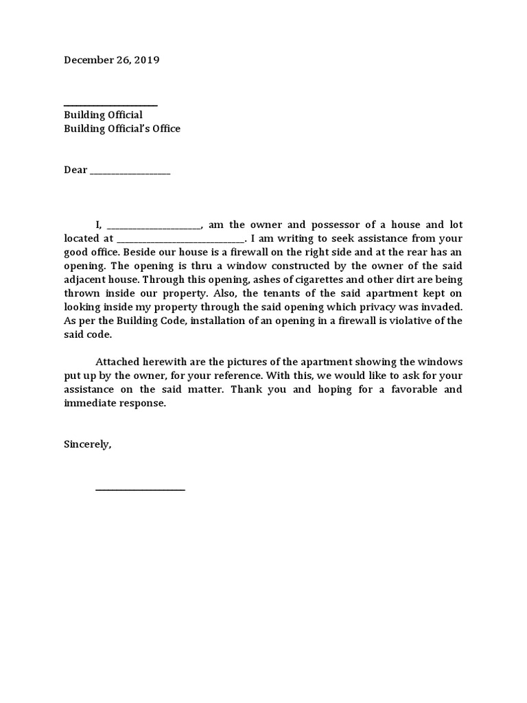 Letter To Building Official | PDF