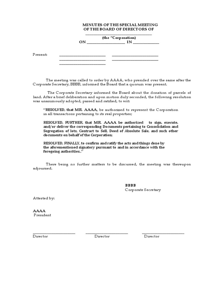 Board Resolution Donation | PDF