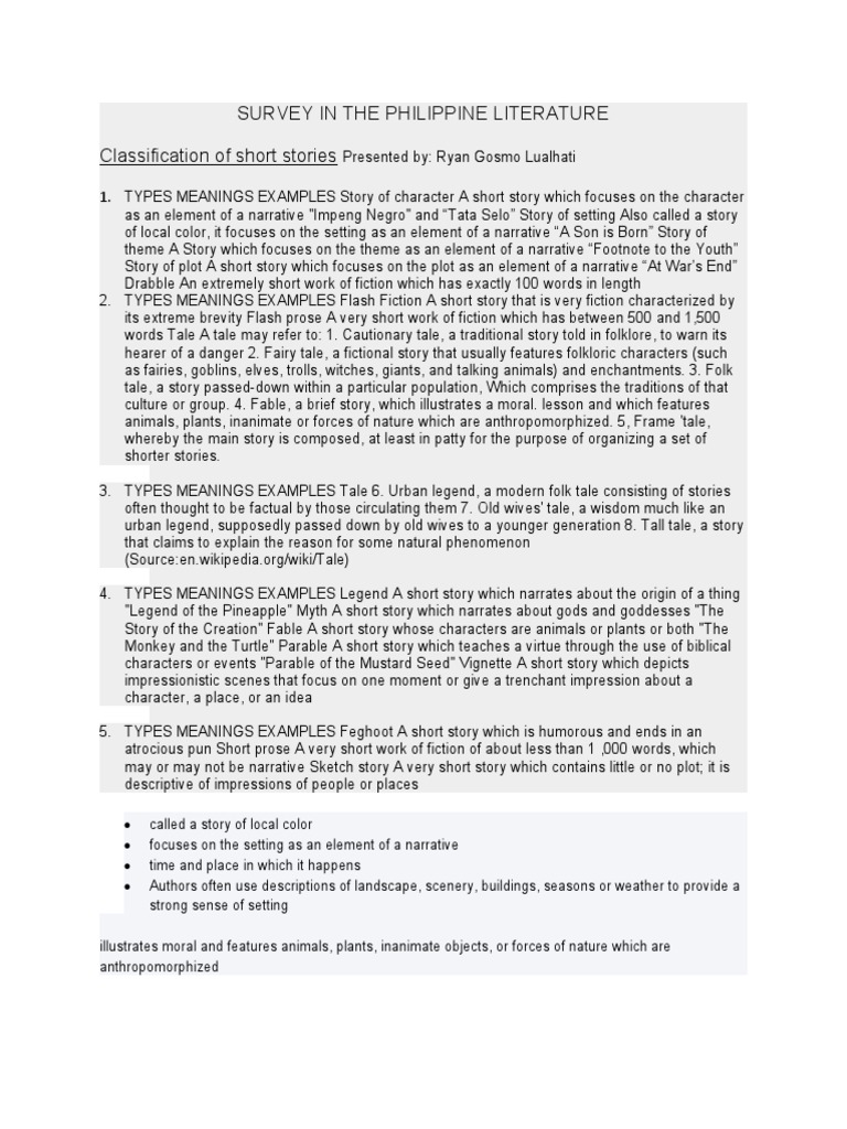 Short Narrative Examples