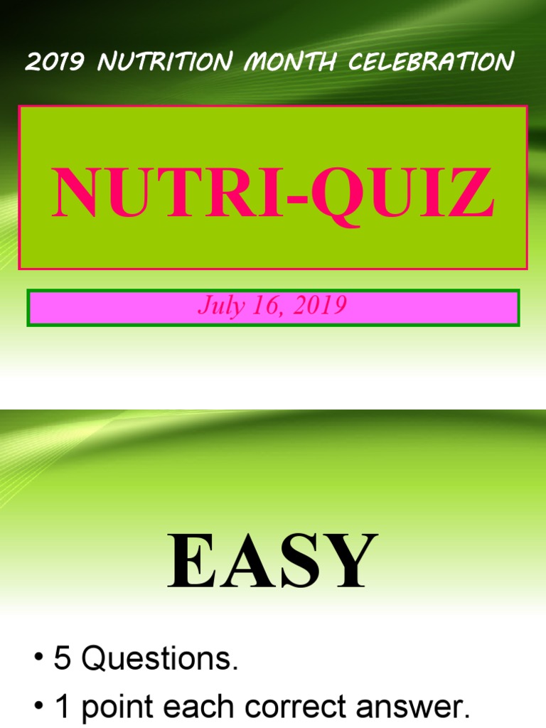 Nutri Quiz | PDF | Vitamin | Human Nutrition